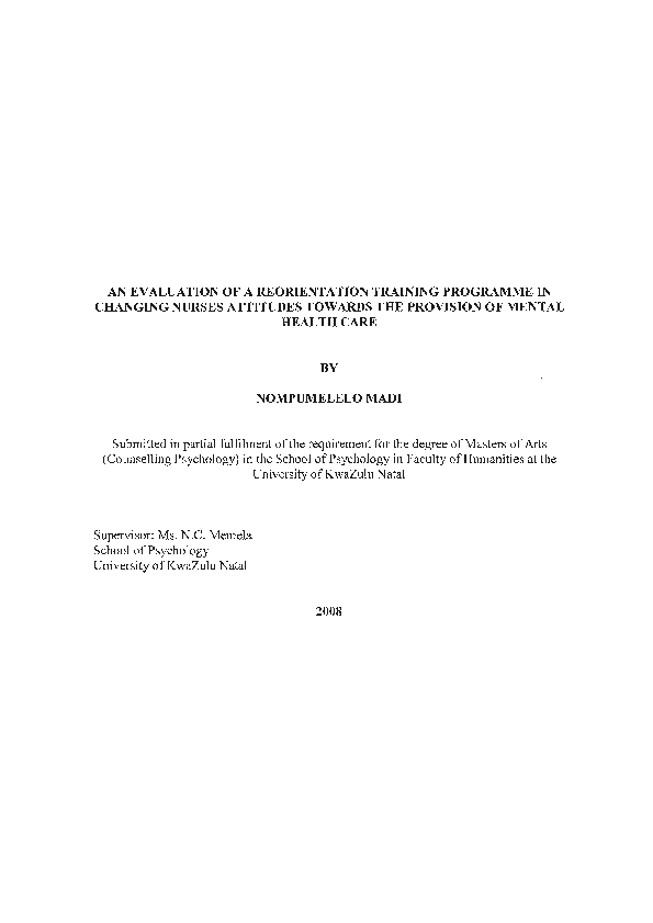 (PDF) An evaluation of a reorientation training programme in changing ...