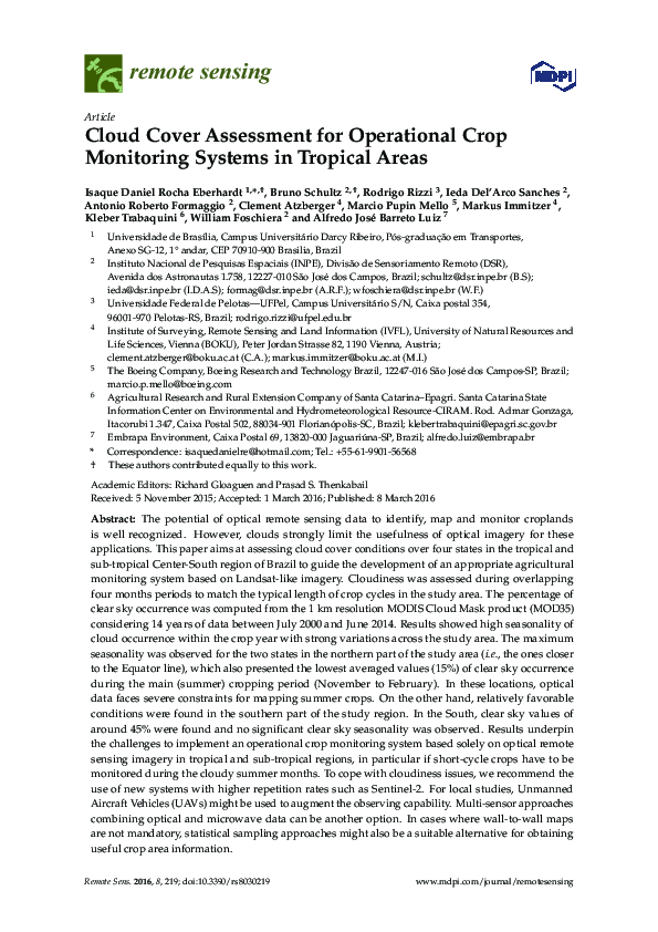 (PDF) Cloud Cover Assessment for Operational Crop Monitoring Systems in ...