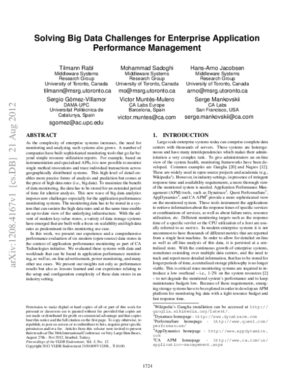 (PDF) Solving Big Data Challenges for Enterprise Application ...
