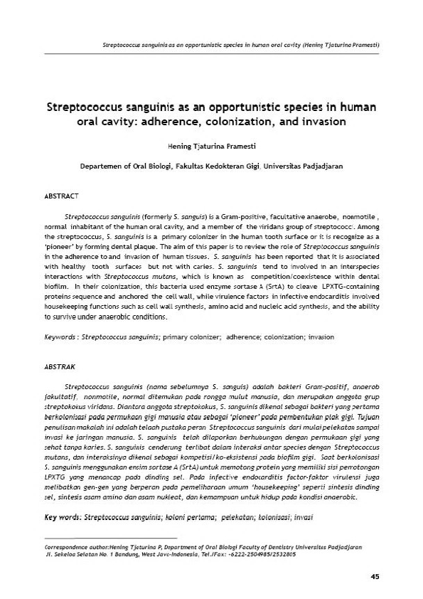 (PDF) Streptococcus sanguinis as an opportunistic bacteria in human ...