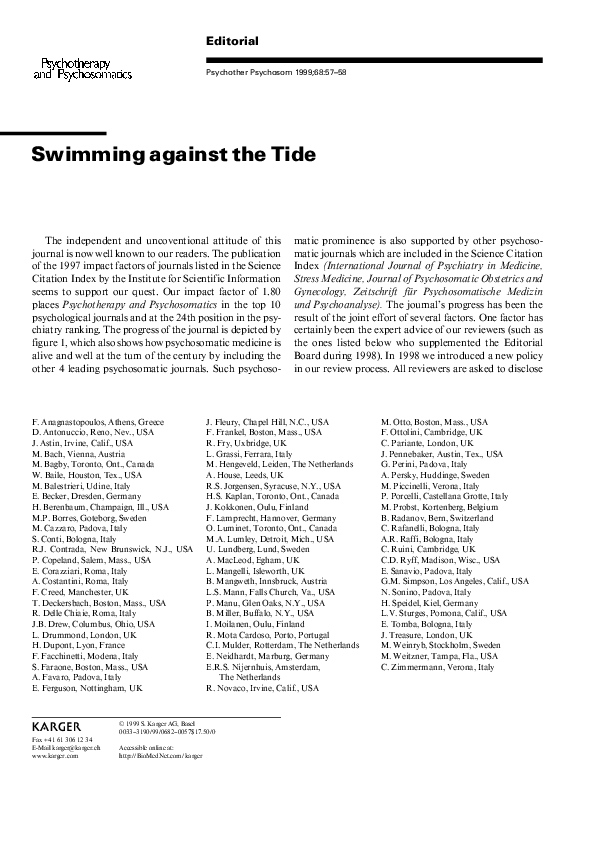 (PDF) Swimming Against the Tide