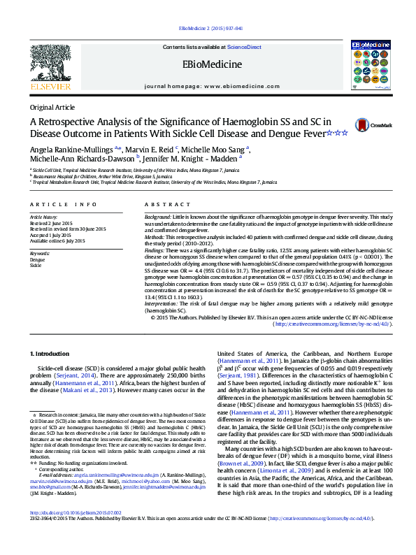 (PDF) A Retrospective Analysis of the Significance of Hemoglobin SS And ...