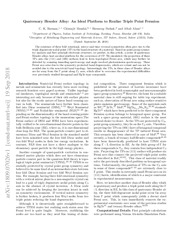 (PDF) Quaternary Heusler alloy: An ideal platform to realize triple ...
