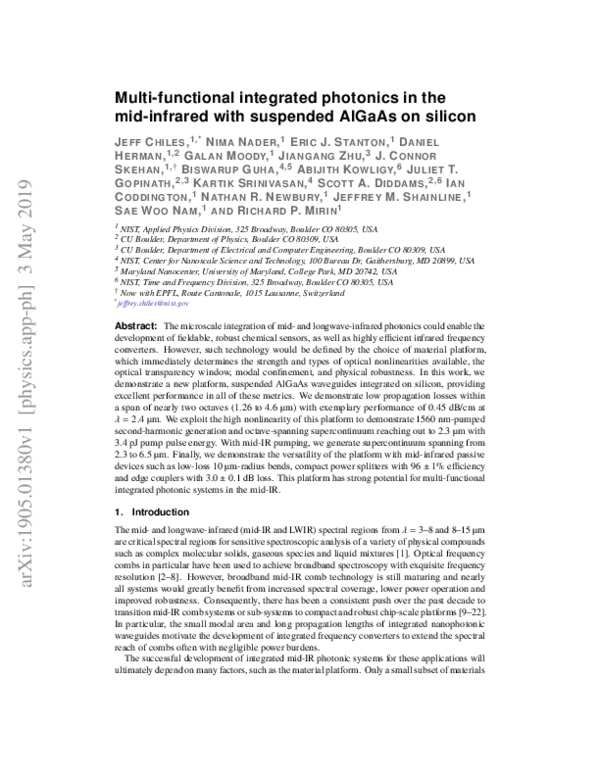 (PDF) Multifunctional integrated photonics in the mid-infrared with suspended AlGaAs on silicon