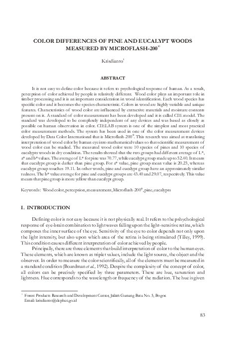 (PDF) Color Differences of Pine And Eucalypt Woods Measured by ...
