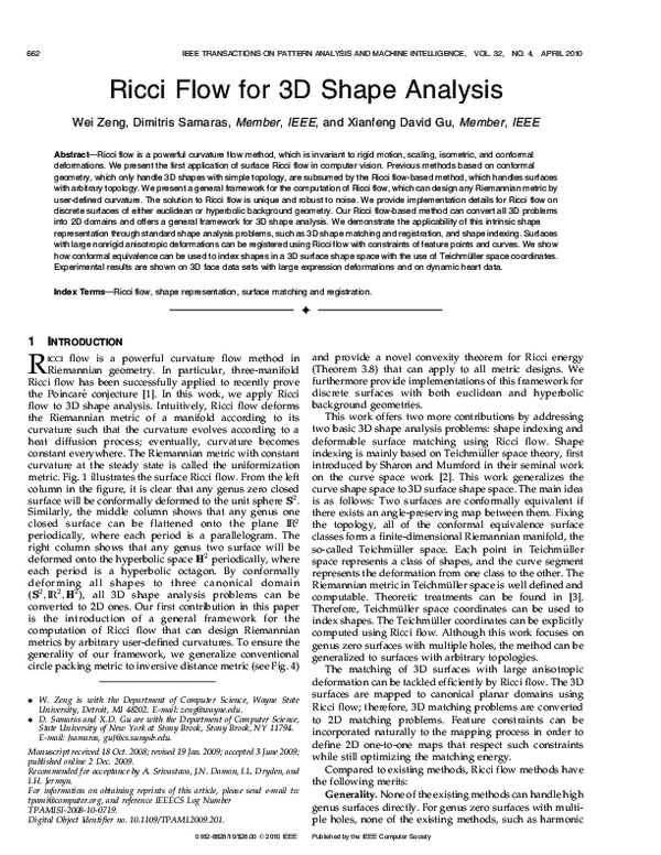 (PDF) Ricci Flow for 3D Shape Analysis