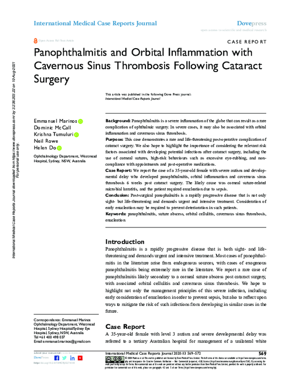 (PDF) Panophthalmitis and Orbital Inflammation with Cavernous Sinus ...