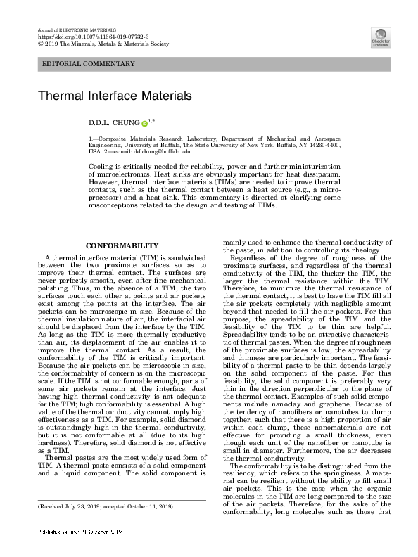 (PDF) Thermal Interface Materials