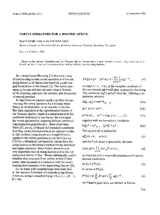 (PDF) Vertex operators for a bosonic string