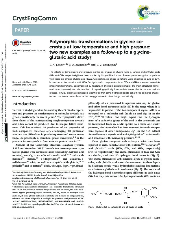 (PDF) Polymorphic transformations in glycine co-crystals at low temperature and high pressure ...