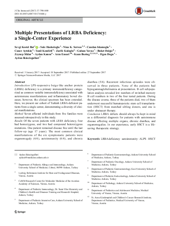 (PDF) Multiple Presentations of LRBA Deficiency: a Single-Center Experience