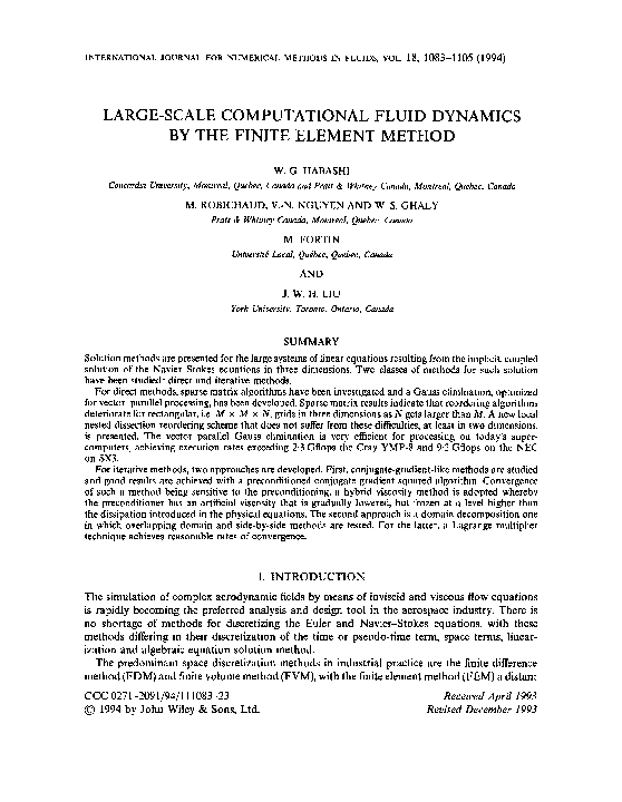 (PDF) Large-scale computational fluid dynamics by the finite element method