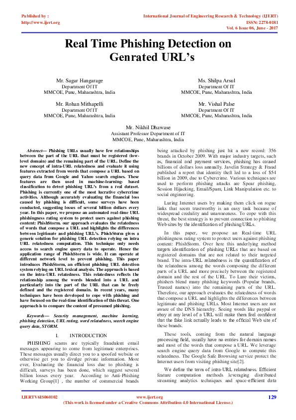 (PDF) Real Time Phishing Detection on Genrated URL’s