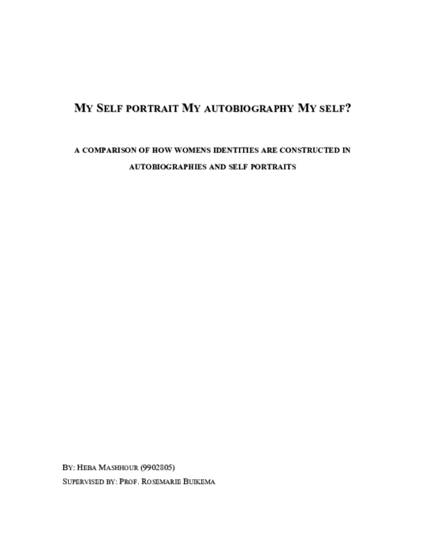 (DOC) My Self Portrait, My Autobiography, My Self?A comparison of how ...