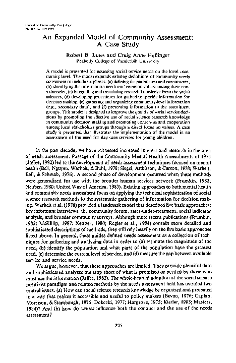 (PDF) An expanded model of community assessment: A case study