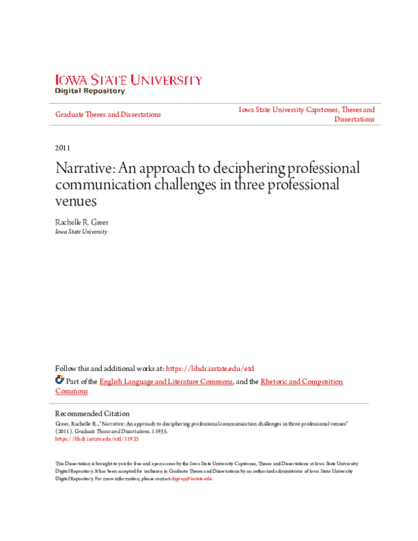 (PDF) Narrative: An approach to deciphering professional communication ...