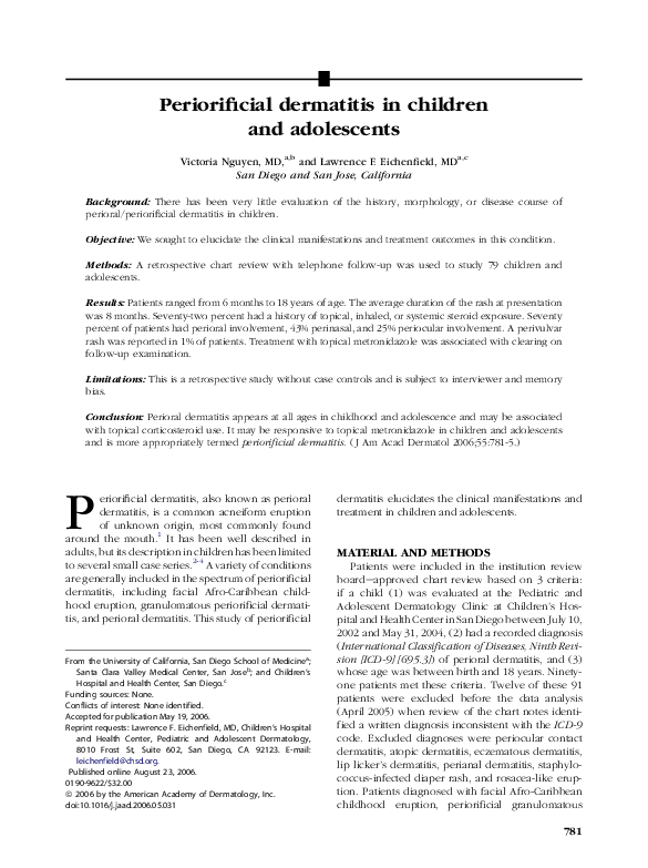 (PDF) Periorificial dermatitis in children and adolescents