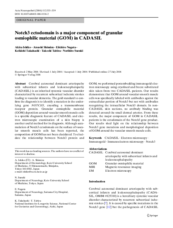 (PDF) Notch3 ectodomain is a major component of granular osmiophilic ...