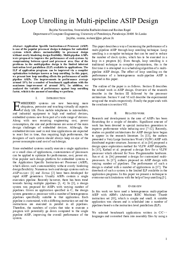 (PDF) Loop Unrolling for Multi-Pipeline ASIPs (PDF) Loop Unrolling for Multi-Pipeline ASIPs