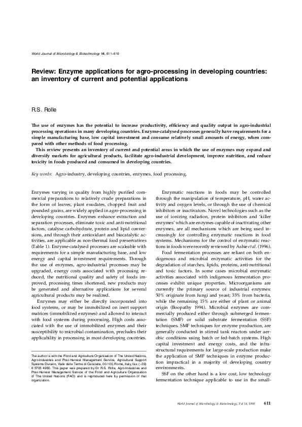 (PDF) Review: Enzyme applications for agro-processing in developing ...