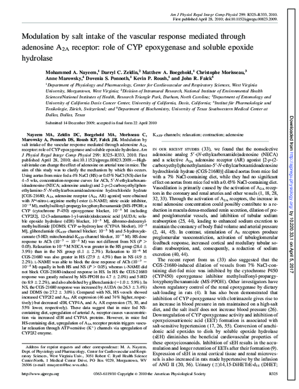 (PDF) Modulation by salt intake of the vascular response mediated through adenosine A2A receptor ...