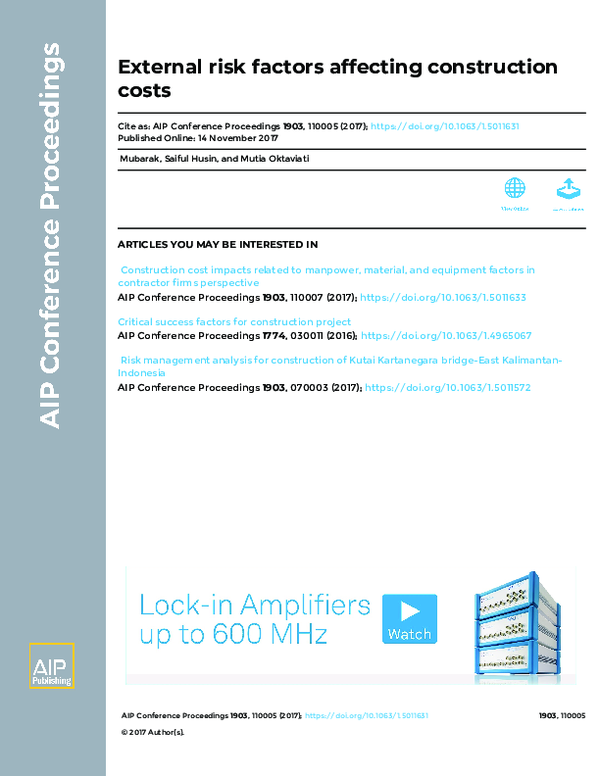 (PDF) External risk factors affecting construction costs