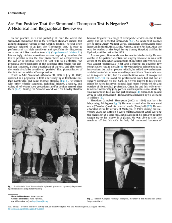 (PDF) Are You Positive That the Simmonds-Thompson Test Is Negative? A ...