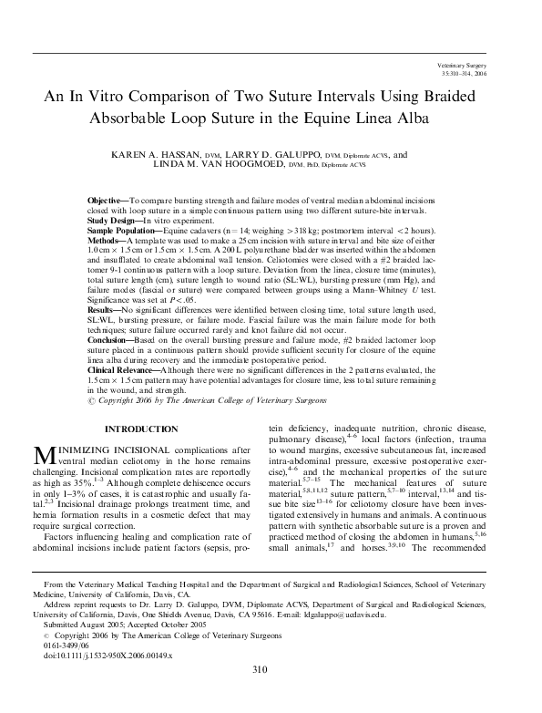 (PDF) An In Vitro Comparison of Two Suture Intervals Using Braided ...