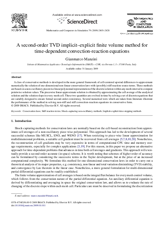 Pdf A Second Order Tvd Implicitexplicit Finite Volume Method For Time Dependent Convection