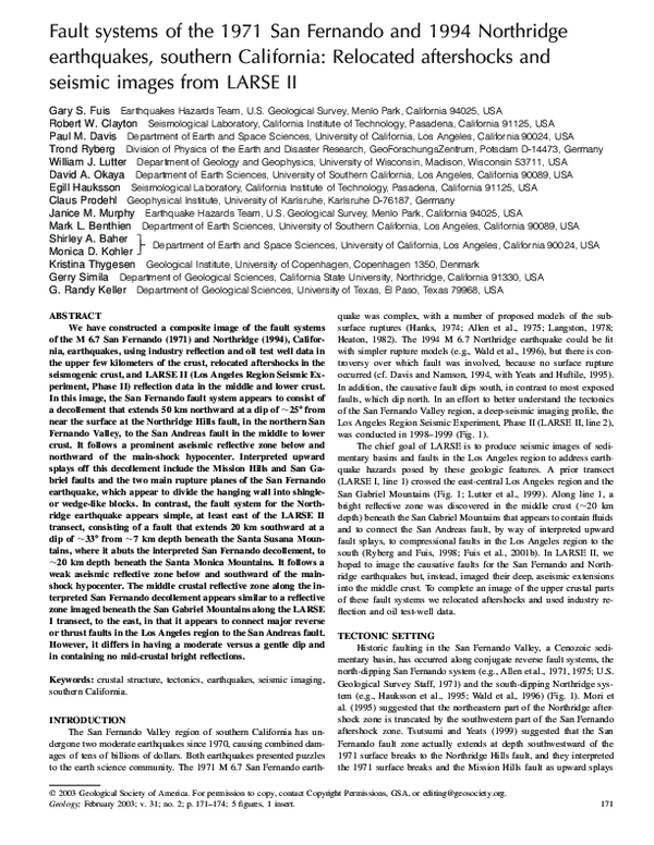 (PDF) Fault systems of the 1971 San Fernando and 1994 Northridge ...
