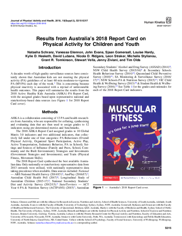 (PDF) Results from Australia’s 2018 Report Card on Physical Activity ...