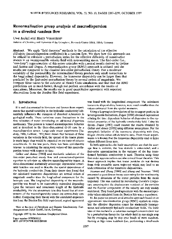 (PDF) Macrodispersion Analysis via Renormalization Group