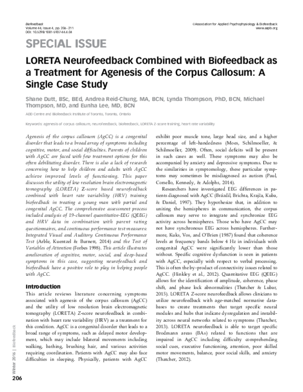 (PDF) LORETA Neurofeedback Combined with Biofeedback as a Treatment for ...
