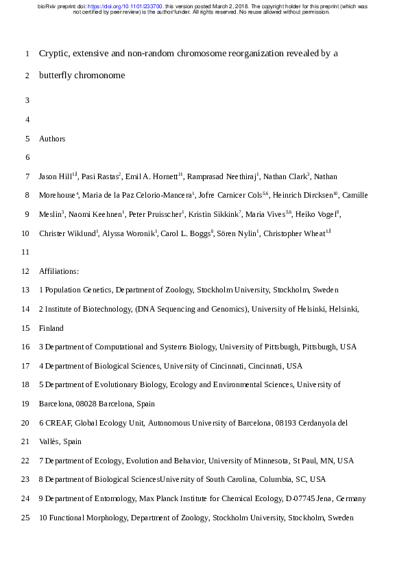 (PDF) Cryptic, extensive and non-random chromosome reorganization ...