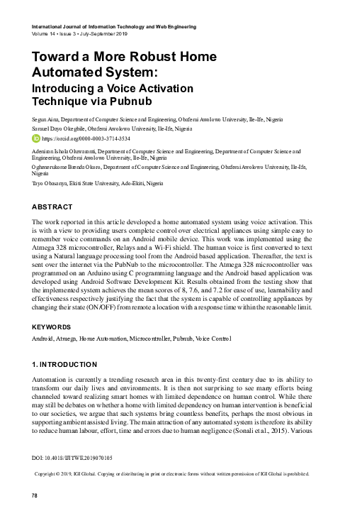 (PDF) Toward a More Robust Home Automated System