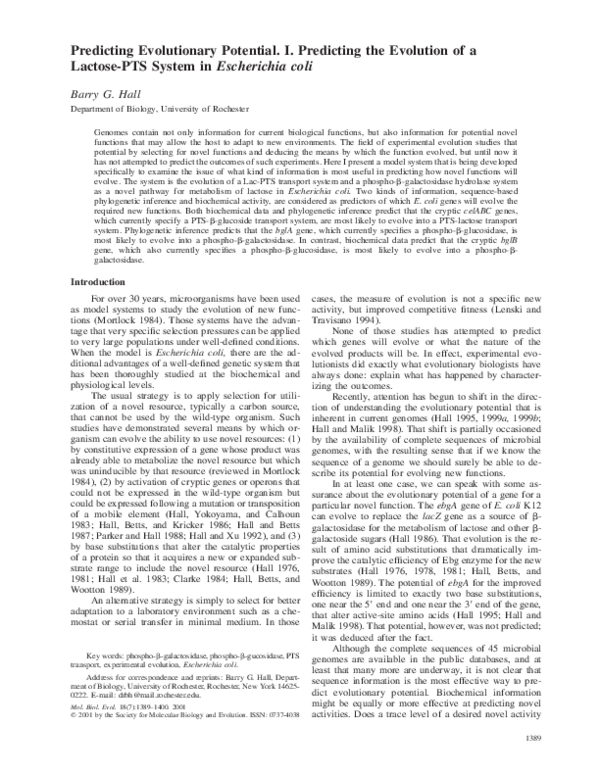 (PDF) Predicting Evolutionary Potential. I. Predicting the Evolution of ...