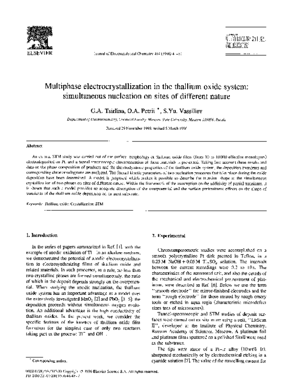 (PDF) Multiphase electrocrystallization in the thallium oxide system ...