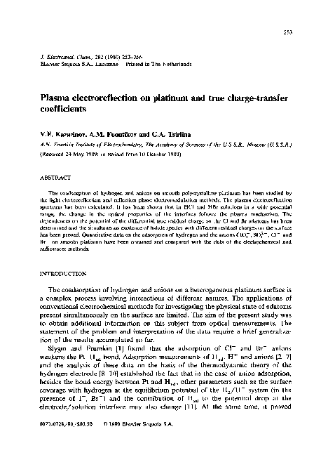 (PDF) Plasma electroreflection on platinum and true charge-transfer ...