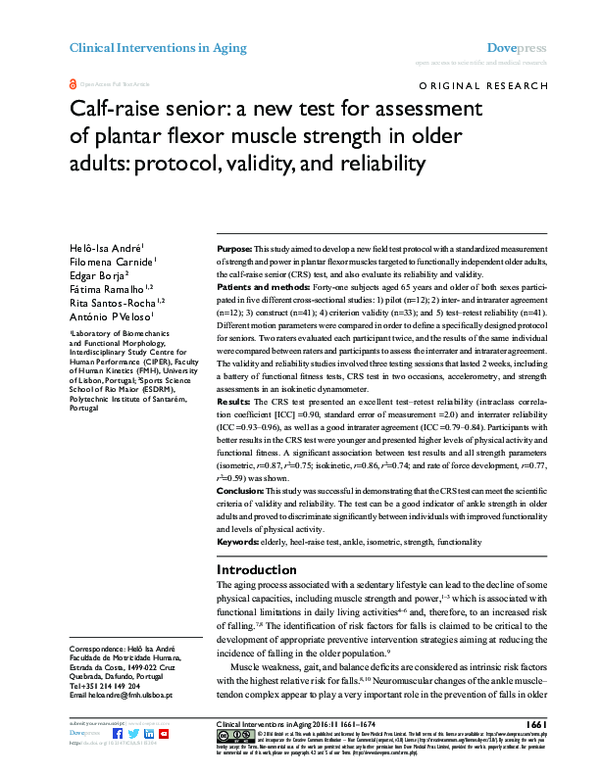 (PDF) Calf-raise senior: a new test for assessment of plantar flexor ...