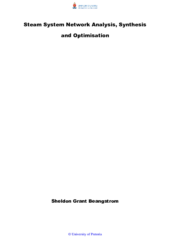 (PDF) Steam System Network Analysis, Synthesis and Optimisation