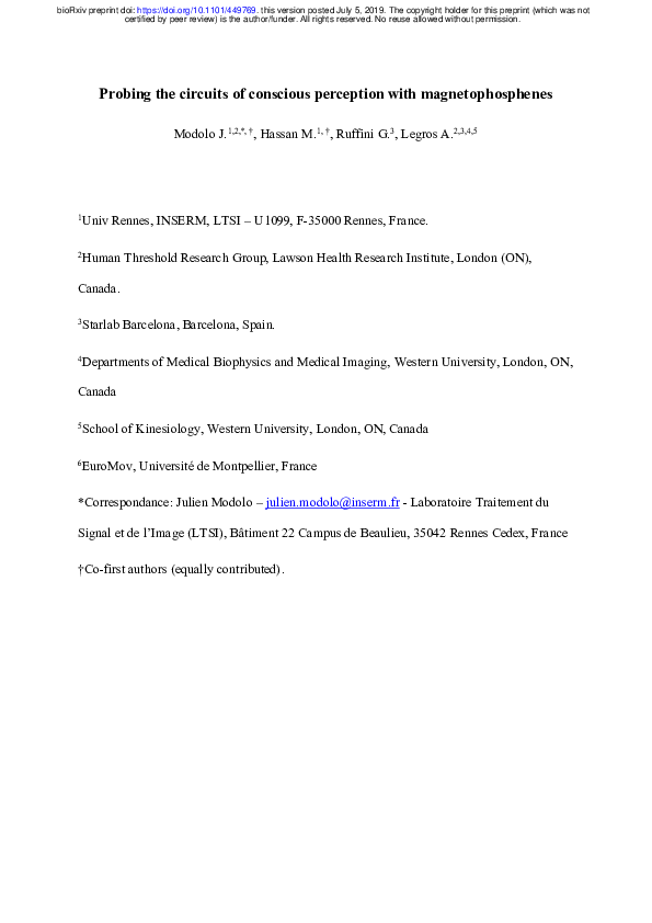 (PDF) Probing the circuits of conscious perception with ...