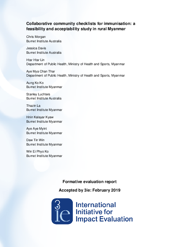 (PDF) Collaborative community checklists for immunisation: a ...