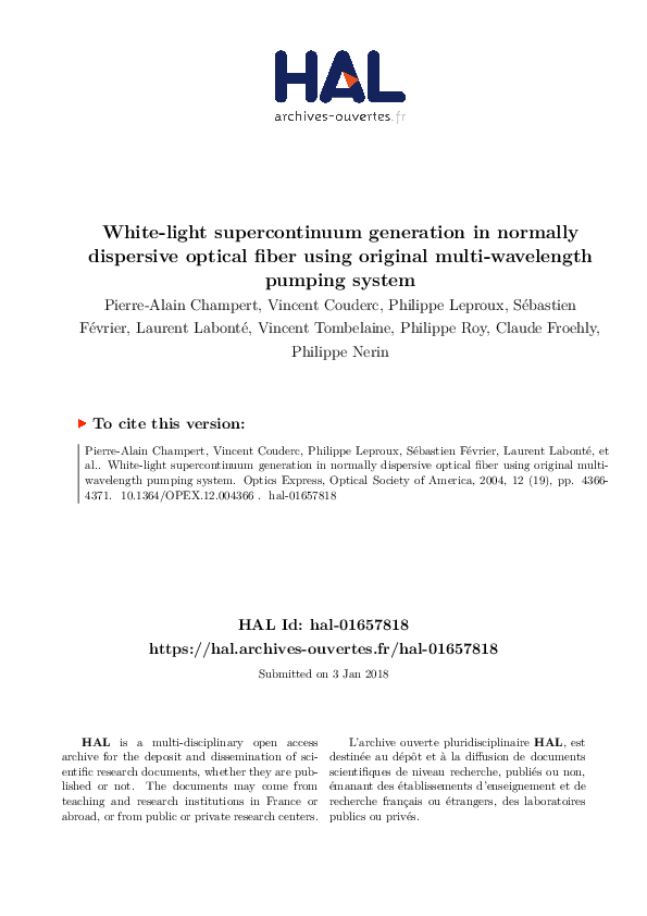 (PDF) White-light supercontinuum generation in normally dispersive ...