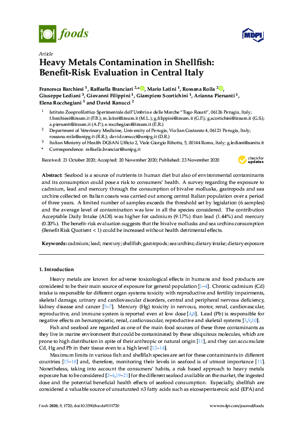 (PDF) Heavy Metals Contamination in Shellfish: Benefit-Risk Evaluation ...