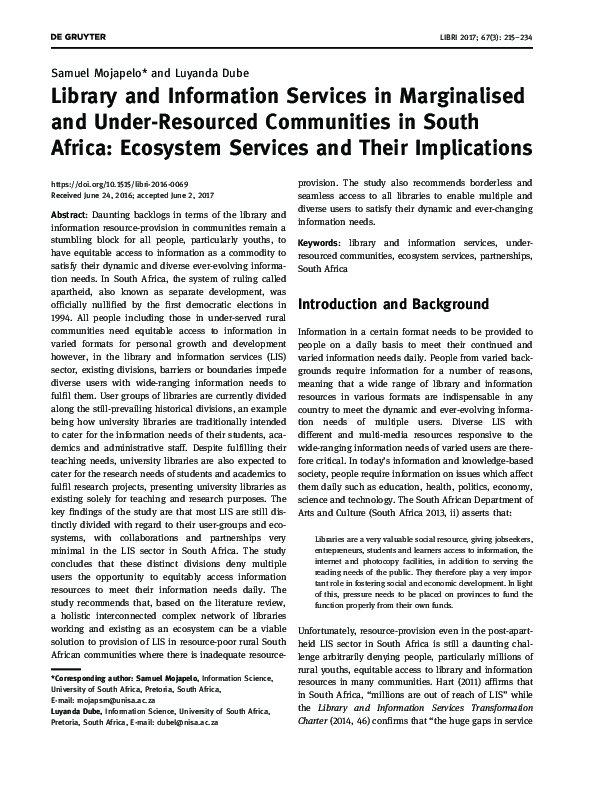 (PDF) Library and Information Services in Marginalised and Under ...