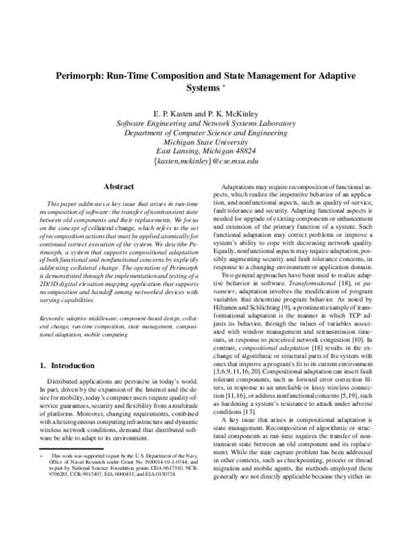 (PDF) Perimorph: Run-time composition and state management for adaptive ...