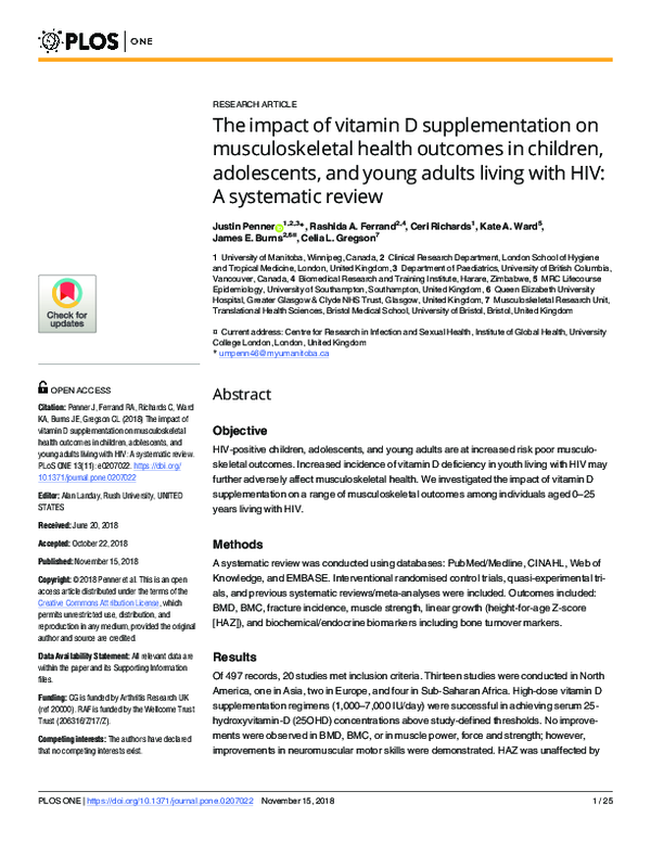 (PDF) Vitamin D and Musculoskeletal Health in HIV Youth (PDF) Vitamin D and Musculoskeletal Health in HIV Youth