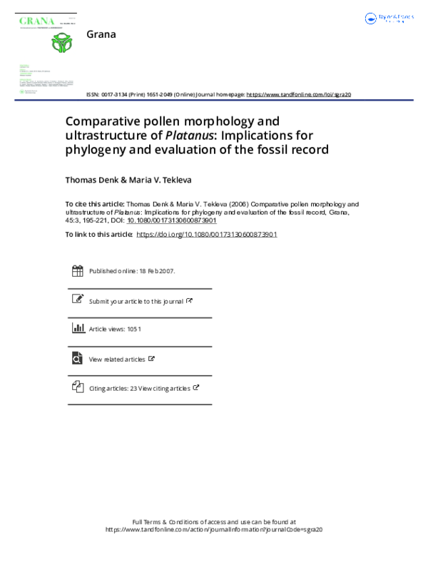 (PDF) Comparative pollen morphology and ultrastructure of Platanus ...
