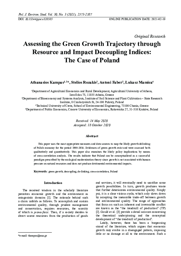 (PDF) Assessing the Green Growth Trajectory through Resource and Impact ...