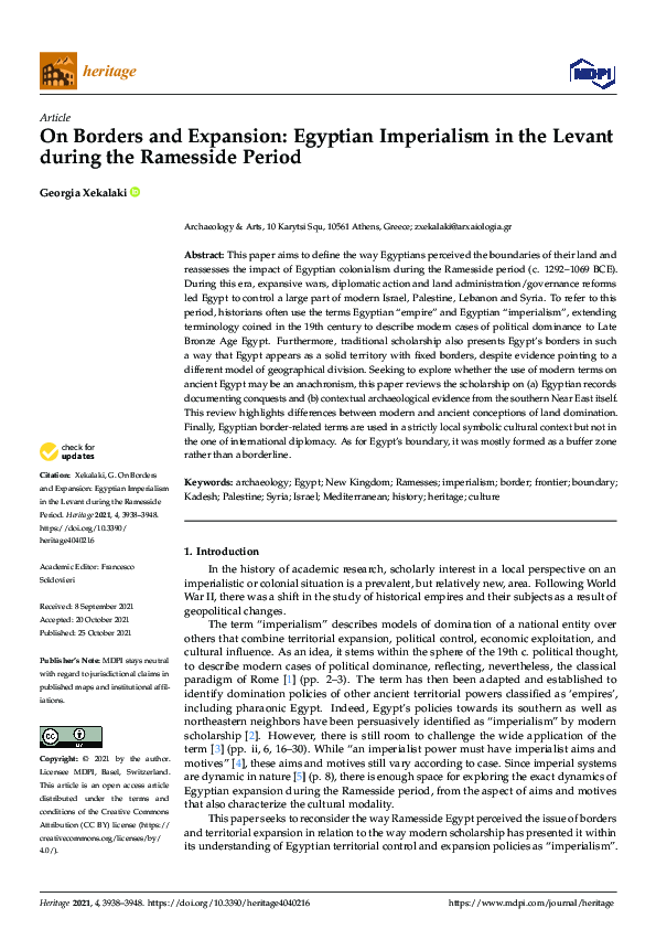 (PDF) On Borders and Expansion: Egyptian Imperialism in the Levant ...